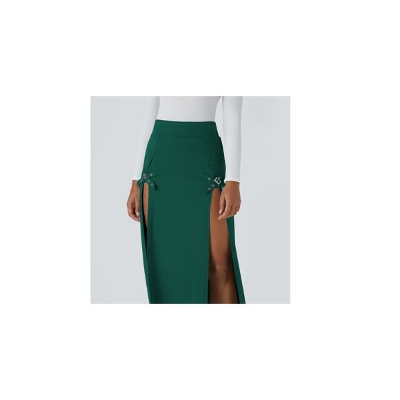 HALARA | Skirts | Nwt Halara Maxi Buckle Skirt Large Teal High Waisted ...
